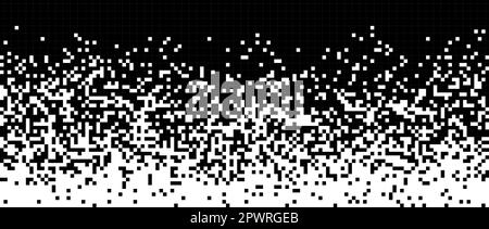Pixelated halftone gradient noise. Fading pixel texture. Dissolving black and white wallpaper ...