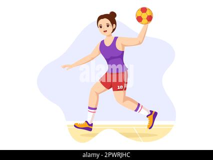 Handball Illustration of a Player Touching the Ball with His Hand and ...