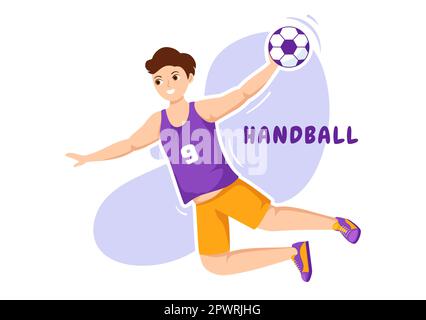Handball Illustration of a Player Touching the Ball with His Hand and ...
