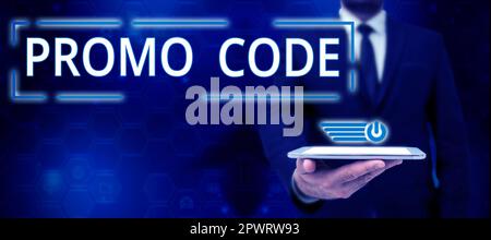 Hand writing sign Promo Code. Internet Concept digital numbers that ...