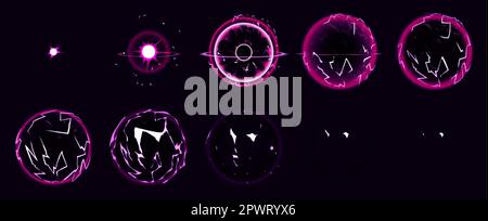 Cartoon lightning sprite animation, thunderbolt sprite sheet with ...