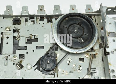 Tape Transport Mechanism on vintage tape recorder Stock Photo - Alamy
