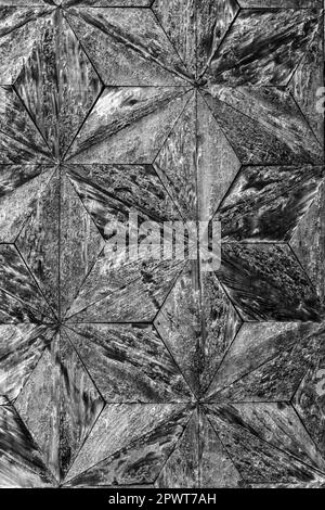 Star shaped weathered wooden panel design, close up texture background ...