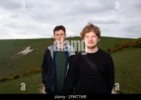 Ollie Judge and Anton Pearson of the band Squid. Photographed at Adam's ...