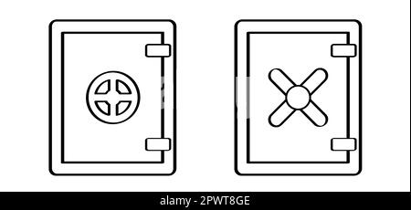 Cartoon safe box or safe lock. Vector safe deposit handle. Free or open ...
