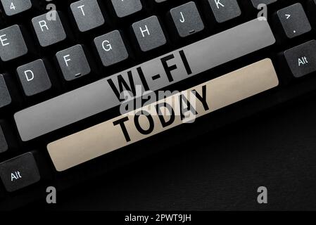 Text caption presenting Wi Fi. Concept meaning radio technologies ...