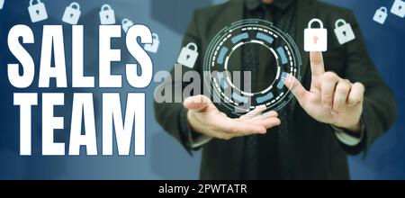 Hand writing sign Sales Team. Business idea they are responsible for of ...