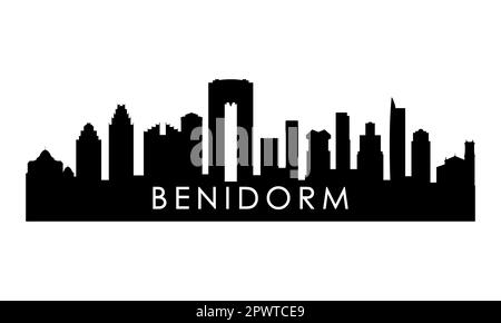 Benidorm skyline silhouette. Black Benidorm city design isolated on ...