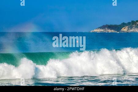Extremely high huge waves with rainbow in Zicatela Puerto Escondido ...