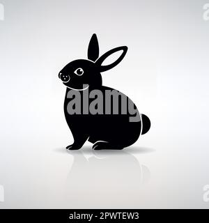 black vector rabbit icon on white background Stock Vector Image & Art ...