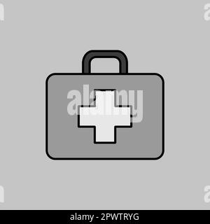 First aid kid vector grayscale icon. Medicine and healthcare, medical ...
