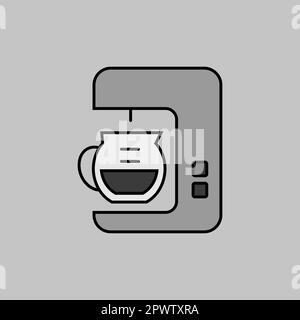 Coffee maker vector grayscale icon. Kitchen appliance. Graph symbol for ...