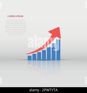 Vector growth chart icon in flat style. Grow diagram sign illustration ...