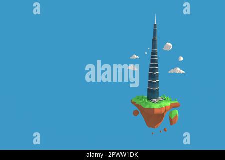 3D illustrator Burj Khalifa in Dubai. 3d rendering Low Polygon Geometry ...