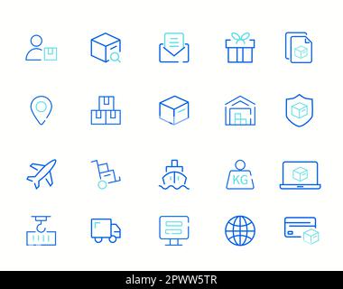 Return location icon outline vector. Delivery box. Parcel order Stock ...