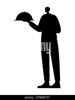 silhouette catering tray waiter service food Stock Vector Image & Art ...