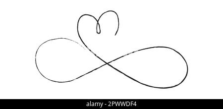 Black thin lines two hearts love infinity symbol on white background ...