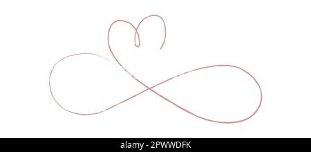 Red thin lines two hearts love infinity symbol on white background ...