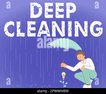 Text sign showing Deep Cleaning, Business showcase an act of thoroughly ...