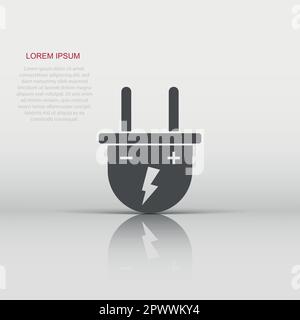 Vector electric plug icon in flat style. Power wire cable sign ...