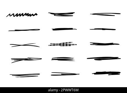 Pen strike line. Strikethrough marker scribble. Pencil and brush stroke ...
