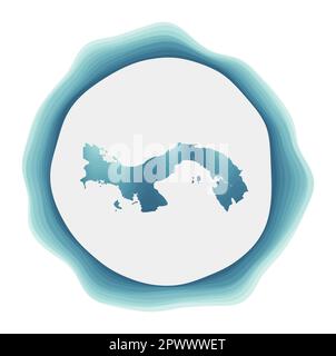 Panama round stamp. Round logo with country map and title. Stylish minimal Panama badge with map ...