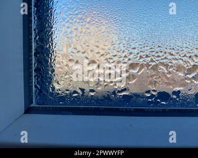 Window covered with frozen drops of the condensate water Stock Photo ...