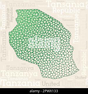 Map of Tanzania. Low poly illustration of the country. Purple geometric ...