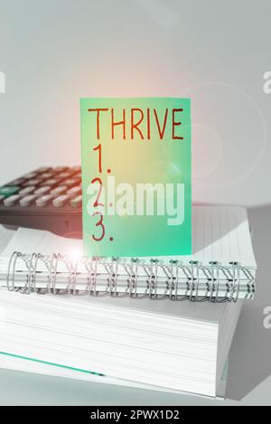 Conceptual display Thrive, Business overview Think positively Continue ...
