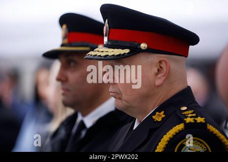 Toronto, Canada. 01st May, 2023. Police officers attend a press ...