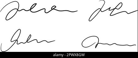 Fake hand drawn autographs set. Handwritten signature scribble for ...