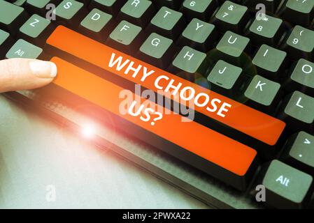 Text caption presenting Why Choose Us. Conceptual photo Reasons for ...