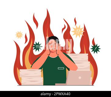 Work Burnout Prevention Vector Illustration Highlighting Emotional ...
