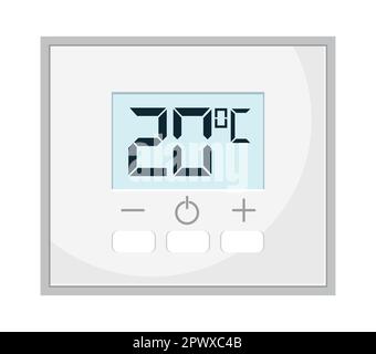 Thermostat vector. Controller with screen for floor, house heating, fan ...