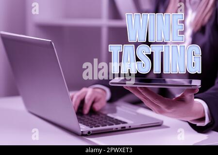Writing displaying text Wine Tasting. Business showcase Degustation ...