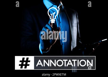 Handwriting text Annotation, Concept meaning note added by way of ...