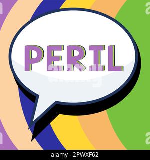 Text caption presenting Peril, Concept meaning indicates something ...