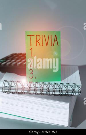 Text caption presenting Trivia, Concept meaning details considerations ...