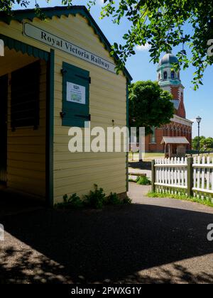 Royal Victoria Country Park narrow-gauge railway track and station ...