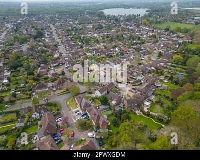Aerial view of housing in Shepperton, the home of Shepperton Studios ...