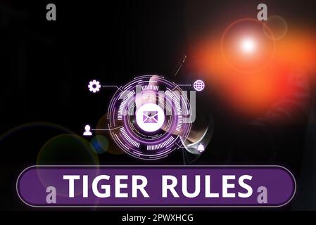 Inspiration showing sign Tiger Rules, Business approach Willpower and ...