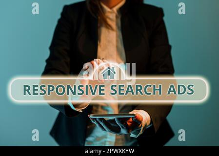 Hand writing sign Responsive Search Ads. Concept meaning To increase ...