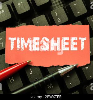 Text showing inspiration Timesheet, Word Written on graphical ...