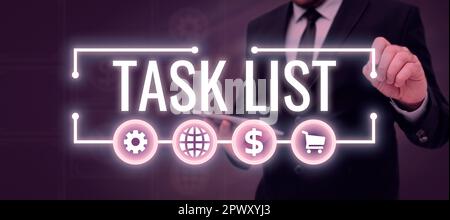 Handwriting text Task List. Concept meaning Planification reminder ...