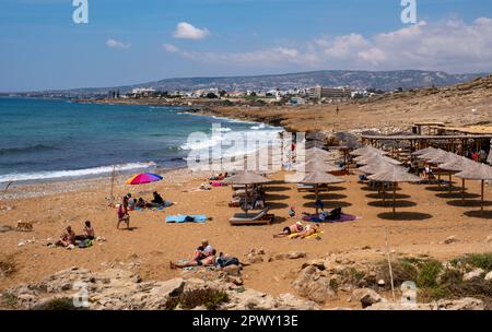 Sandy Beach, secluded beach resort, Lempa, Paphos, Cyprus Stock Photo ...
