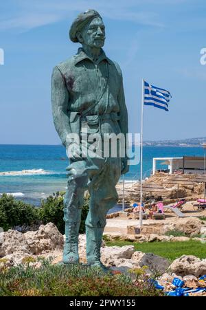 Monument and statue to Georgios Grivas in the spring sunshine of Paphos ...