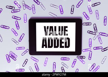 Handwriting text Value Added, Business idea the extra value created ...