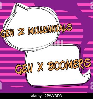 Conceptual caption Gen Z Millennials Gen X Boomers, Word for ...