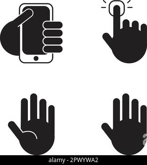 Clicking gesture hand signs, Hand gesture icons with a silver abstract ...
