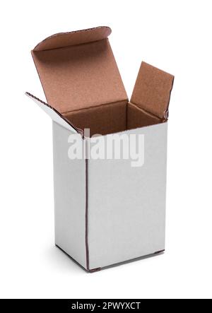 Flat Rectangle White Cardboard Box Cut Out on White Stock Photo - Alamy